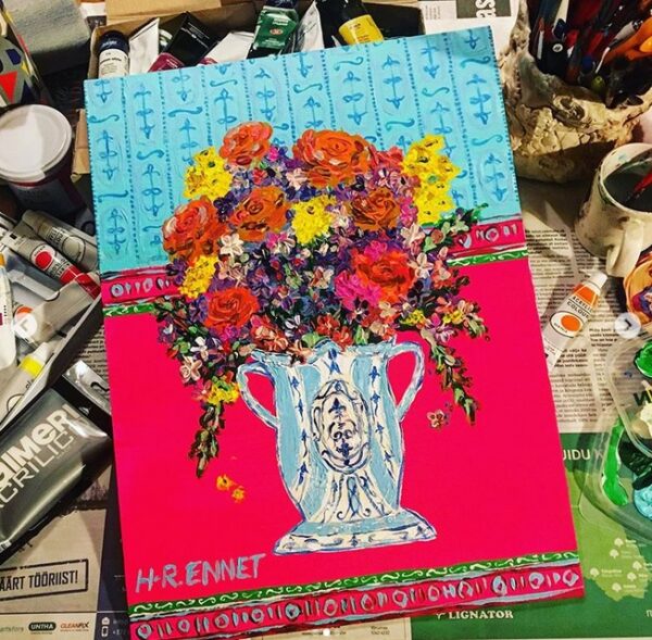 #13 Paintings by Helena-Reet Ennet: “Orange roses”, December 2019
