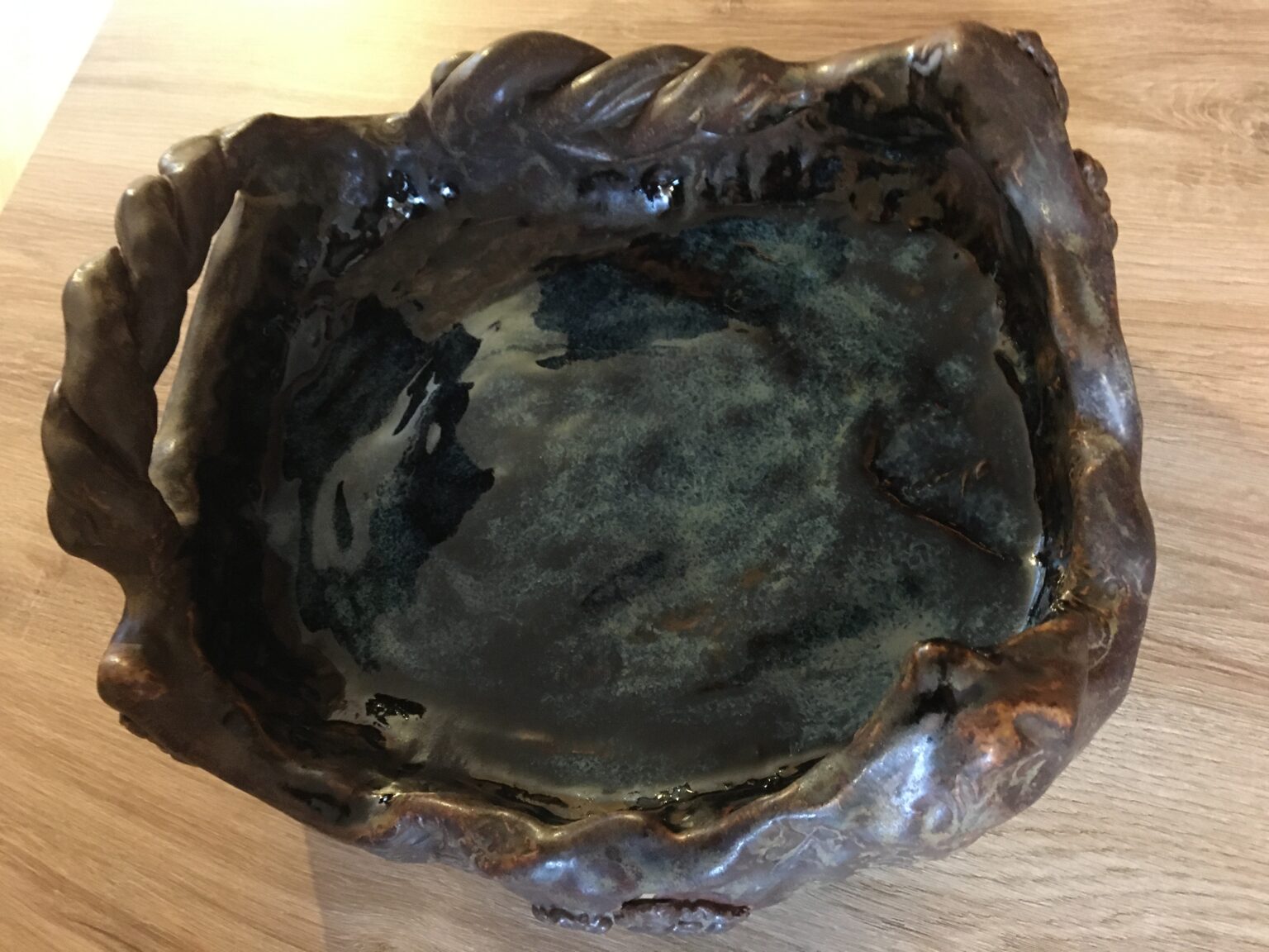 Ceramics by Helena-Reet: Massive brown clay plate (completed in winter ...