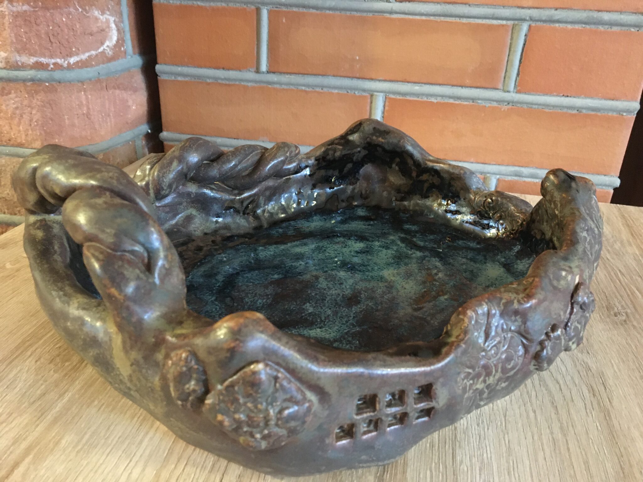 Ceramics by Helena-Reet: Massive brown clay plate (completed in winter ...